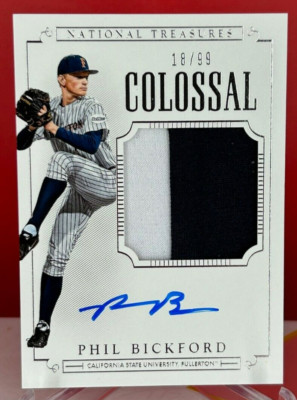 2015 National Treasures College Colossal Signatures /99 Phil Bickford # ...