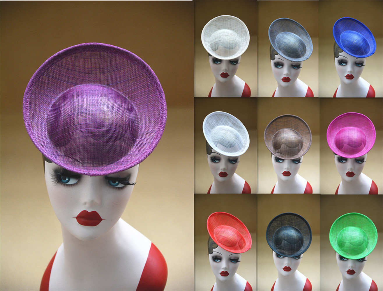 7.9" Round Saucer Sinamay Teardrop Percher Hat Fascinator Millinery ...