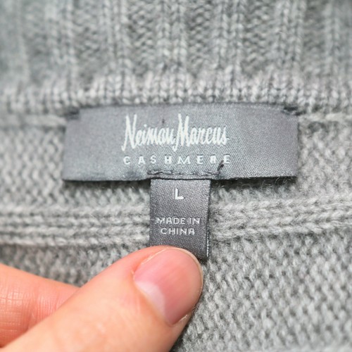 NEIMAN MARCUS - Gray 100% Cashmere Cable Knit Cowl Neck Sweater - Women ...