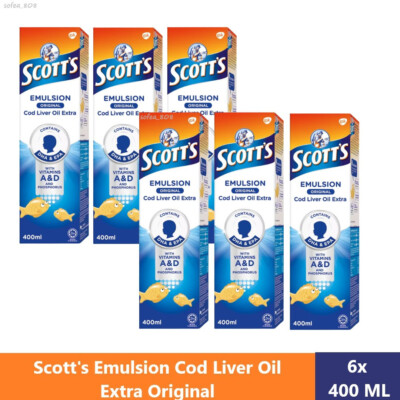 6 x 400ML Scott's Emulsion Cod Liver Oil Extra Original Flavour Immune ...
