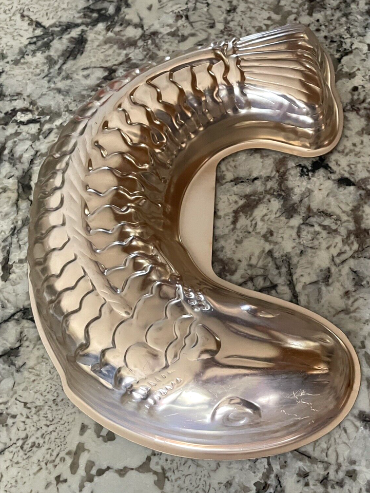 12" VTG Copper-tone Fish Shaped Carp Koi Jello Gelatin Cake Mold | eBay