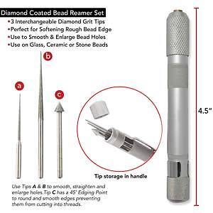 Versatile diamond tip bead reamer set w/ storage in the handle | eBay