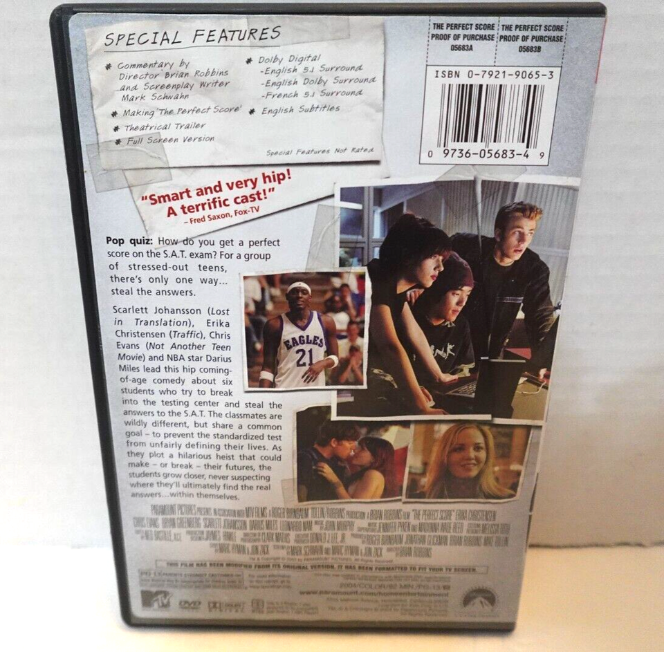 The Perfect Score DVD (Chris Evans, Scarlet Johansson) 97363368342 | eBay