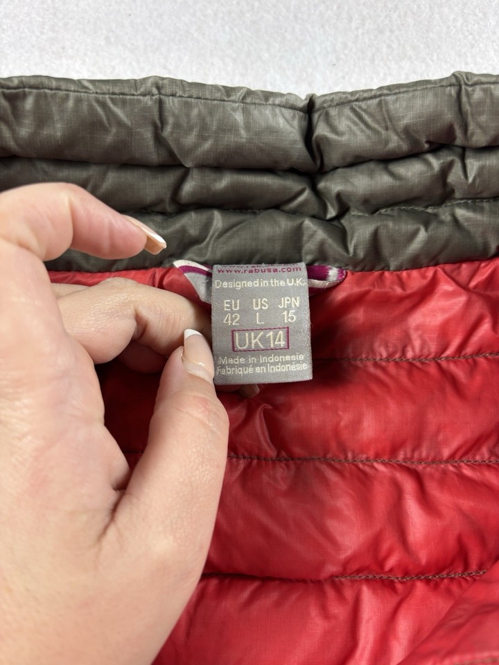 RAB Down Jacket Womens UK 14 Brown Microlight Down Fill Puffer Pertex ...