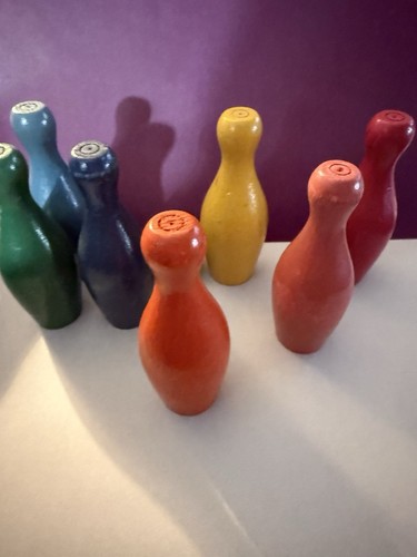 Vintage Antique Miniature Bowling Pin Set Wooden Old Bowl Wood Sport ...