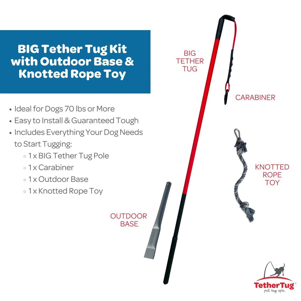 Tether Tug V2 BIG Outdoor Dog Toy Interactive Tugging Pull Exercises ...