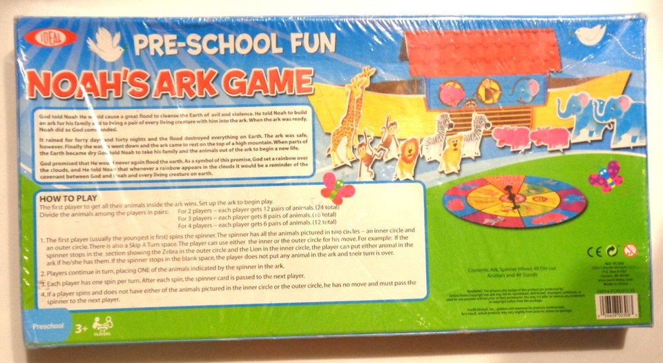 NOAH'S ARK GAME by Ideal Pre-School Fun Includes 48 Animals & 3-D Ark ...