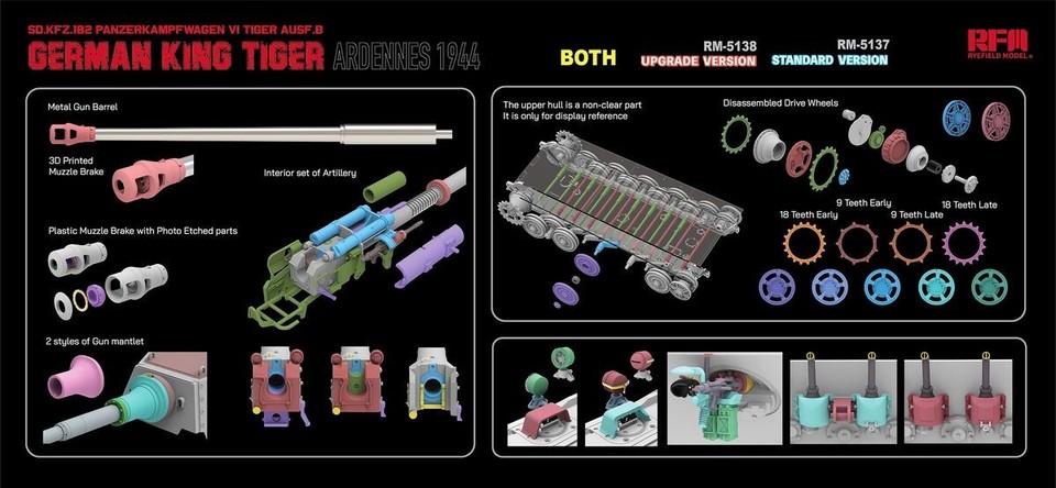 RYEFIELD MODEL RFM RM-5138 1/35 German King Tiger Ardennes 1944 Upgrade ...