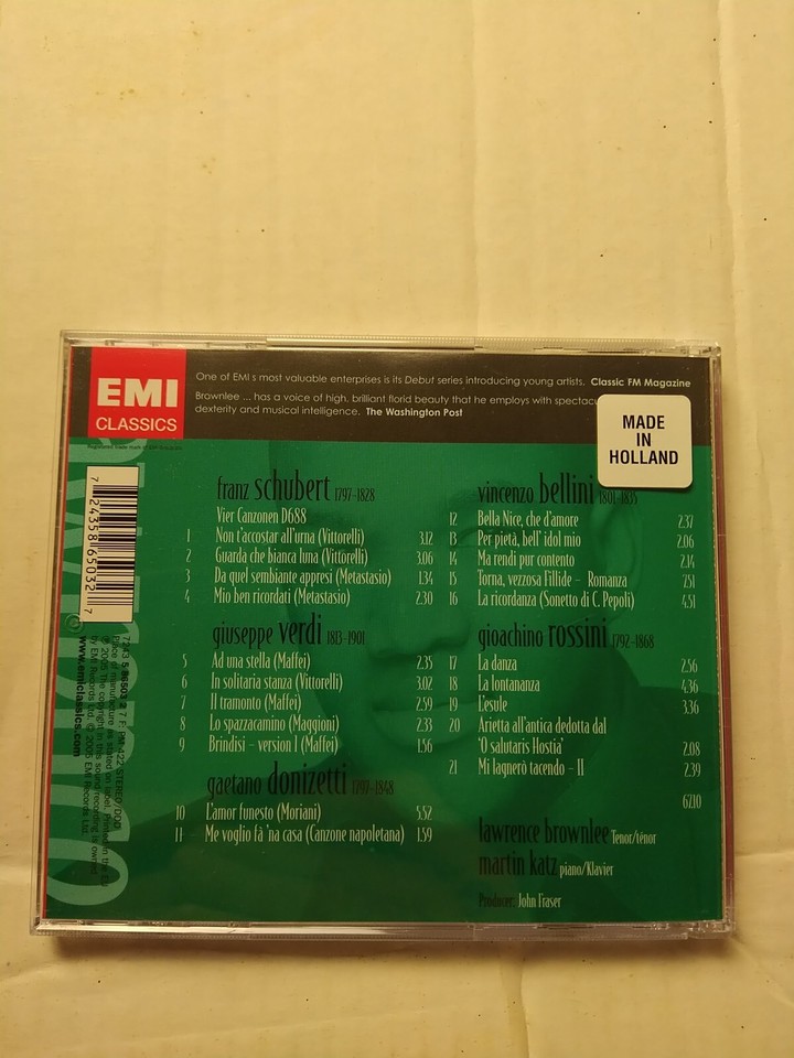 Lawrence Brownlee Vocal Song Emi Classics Cd SCHUBERT VERDI ROSSINI | eBay