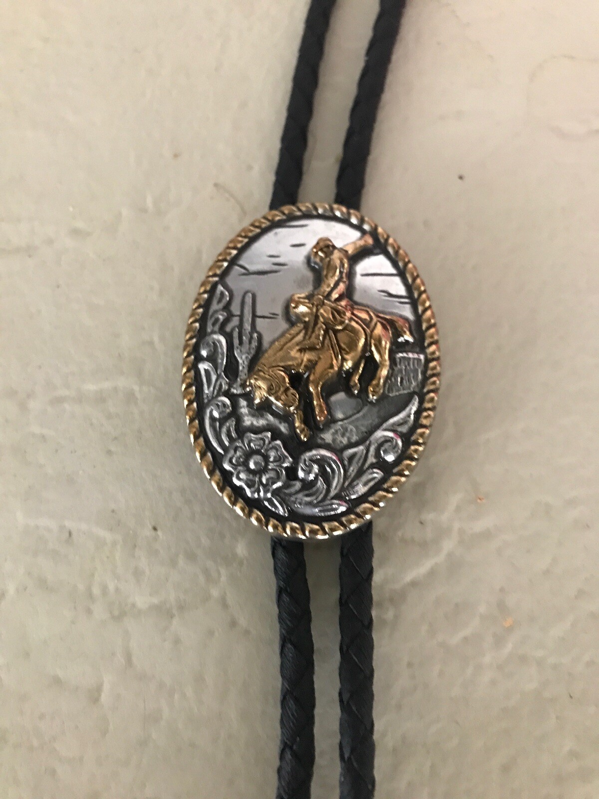Vintage Western Cowboy Rodeo Rider Bucking Bronco Horse Neck Bolo Tie ...