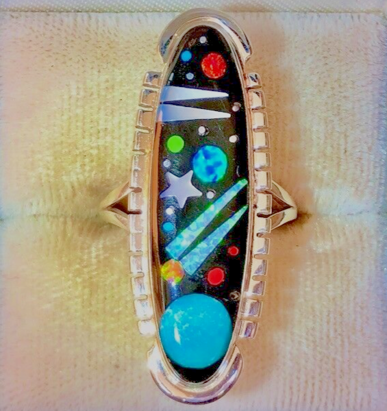 STRIKING Knuckle Long Cool NASA ring Ladies 8 Opal Turquoise Mars Comet *VIDEO* | eBay