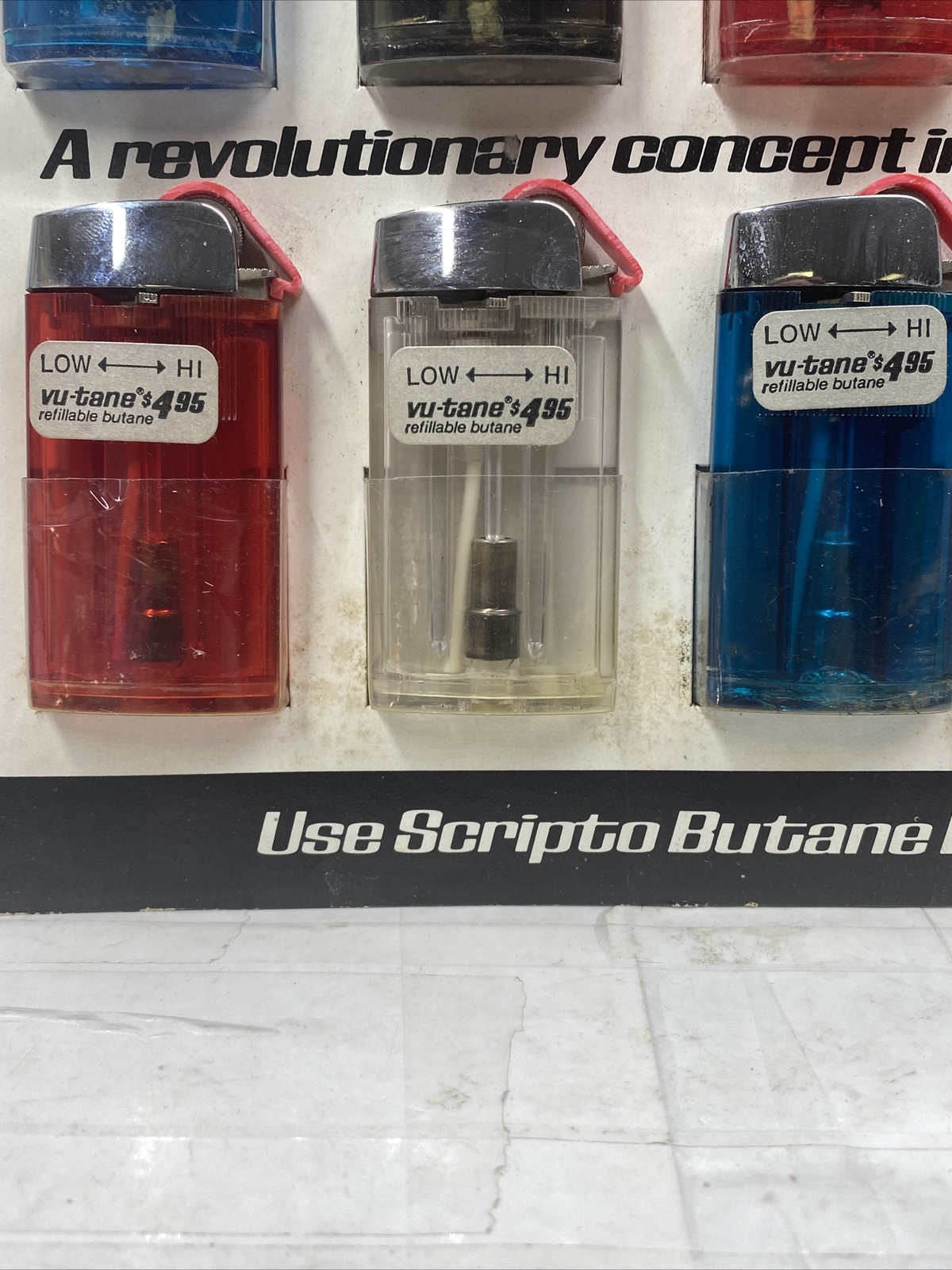 Vintage Scripto Store Display Advertising Card Vu Tane Butane Lighters ...