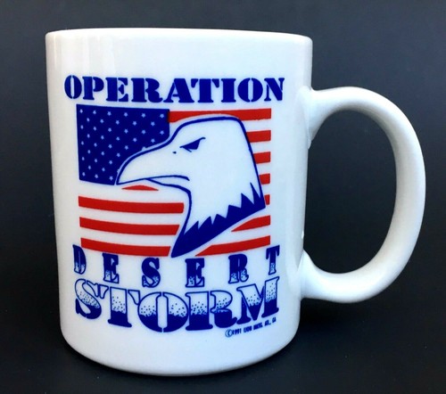1991 Operation Desert Storm Mug Eagle Flag F-16 Bomber Missiles War ...
