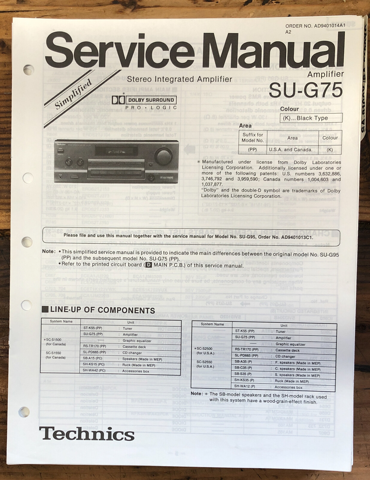 Technics SU-G75 Amplifier Service Manual *Original* | eBay