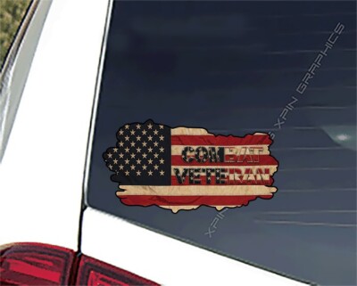 combat veteran sticker vinyl truck suv car military window decal ...