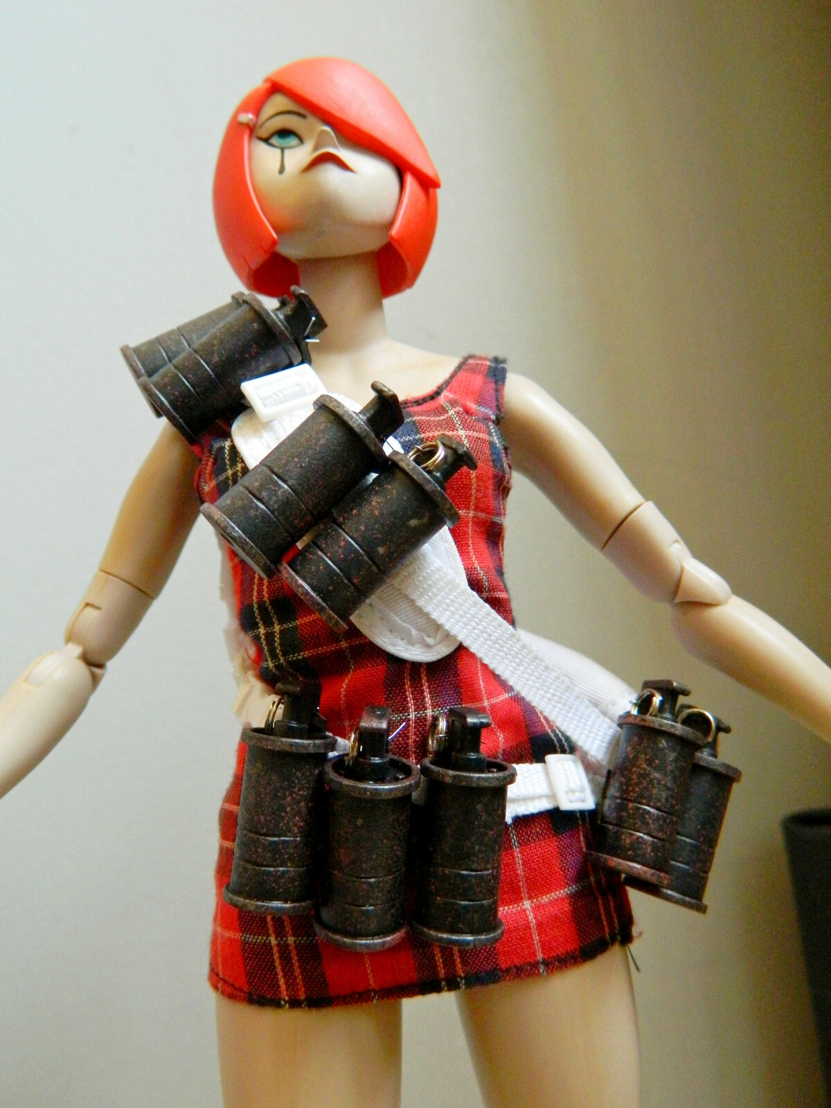 Rare ThreeA Cherry Bomber with Custom Square Skull and Grenades TQ 1/6 ...