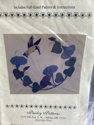 Morning Glory and Hummer Paisley Patterns floral quilt applique pattern ...