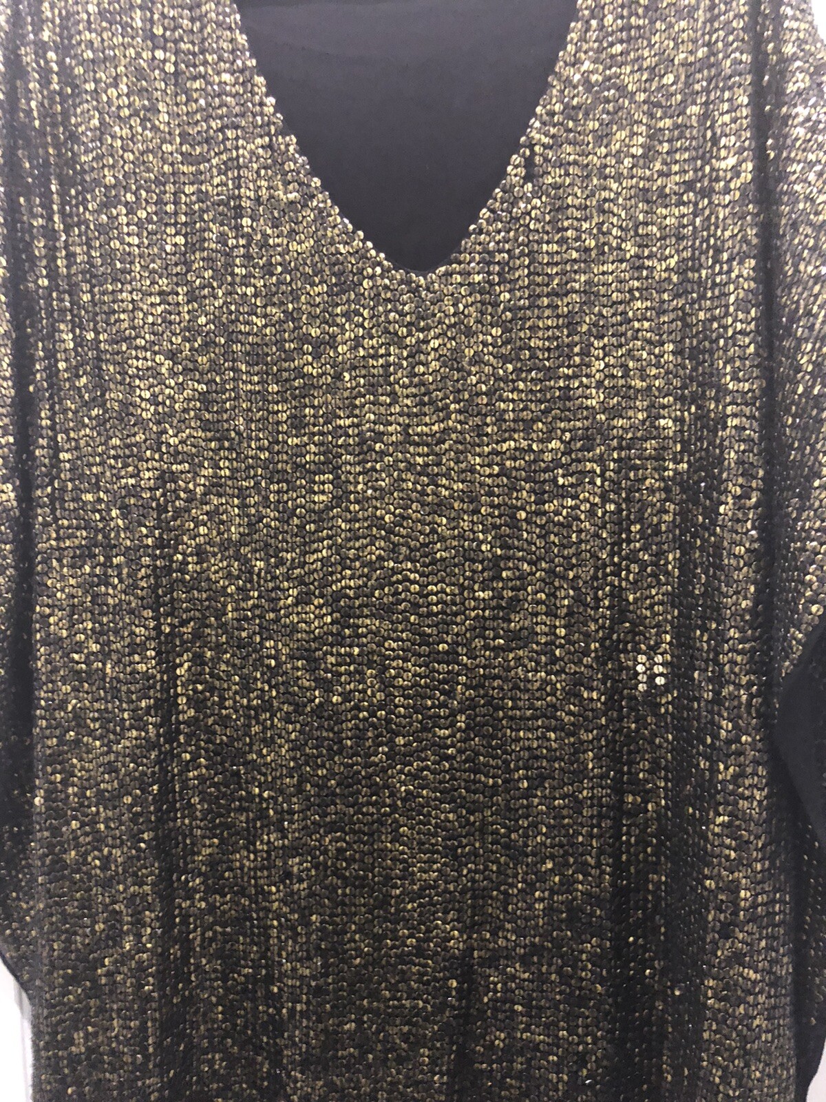 Renzo + Kai Gold Shiny Sequin Oversize Fancy Tunic Bl… - Gem