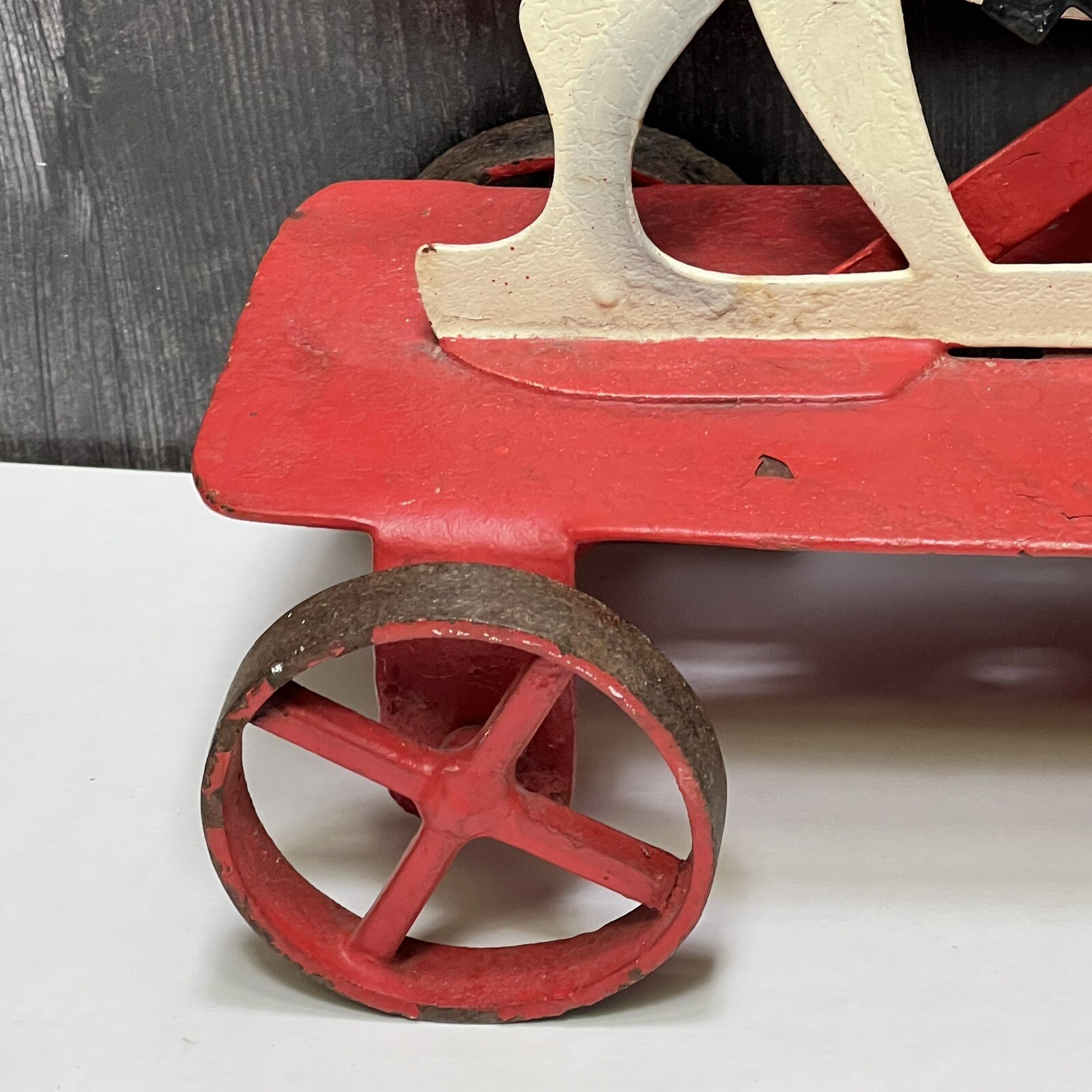 Vintage Hand Made Metal Pull Toy Elf Gnome Riding a Goat Folk Art | eBay