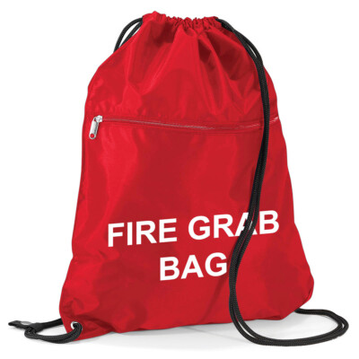 Fire Grab Bag Printed Red Emergency Documents & Equipment School ...