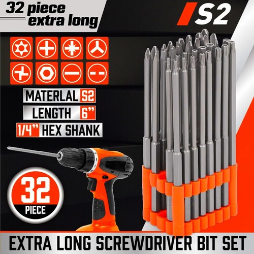 32 Piece Extra Long Screwdriver Bit Set | eBay