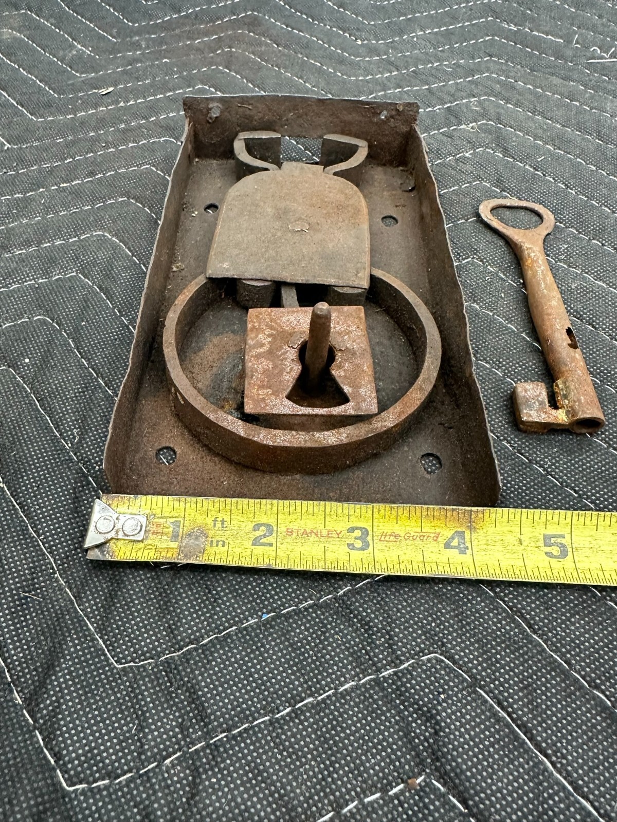 1700S HAND FORGED LOCK & KEY FOR CHEST TREASURE DOWERY CRAB LOCK ...