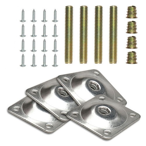 Set Of 4 Leg Fixing Mounting Plates Brackets Level Plates With M8 Metal ...