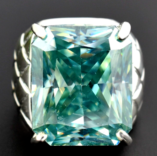 40-45 ct Lab Created Blue Diamond Solitaire Ring 925 Sterling Silver ...