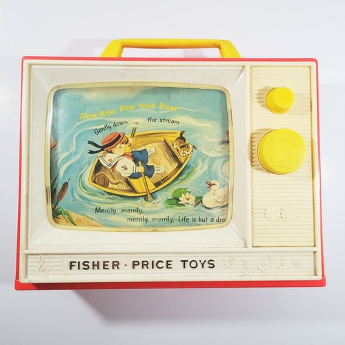 Vintage FISHER PRICE Two Tune Giant Screen Music Box TV - Works | eBay