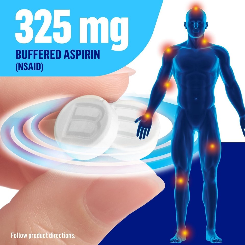 Bufferin Aspirin 325mg, Pain Reliever & Fever Reducer, with 3 Buffering ...