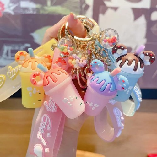 Kawaii Mouse Ear Donut Milkshake Keychains, Cute Bag Charms Food Theme ...