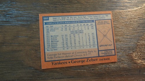 1978 TOPPS # 591 GEORGE ZEBER BASEBALL CARD | eBay