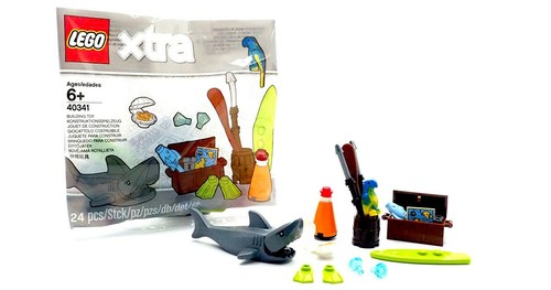 LEGO 40341 XTRA SEA ACCESSORIES POLYBAG shark surfboard parrot seashell ...