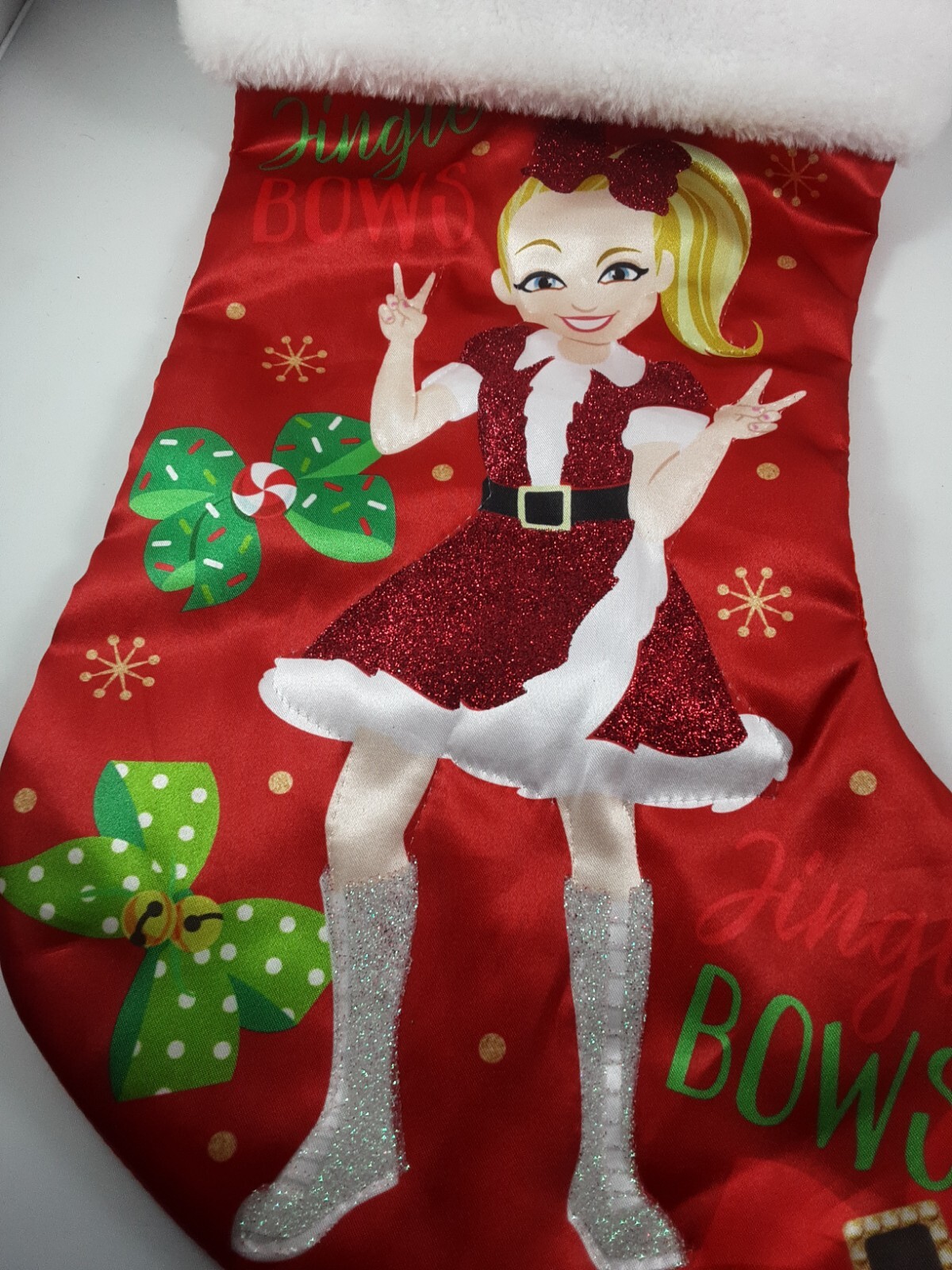 JoJo Siwa Jingle Bows Glitter Santa Dress Christmas Stocking 16" Kurt ...