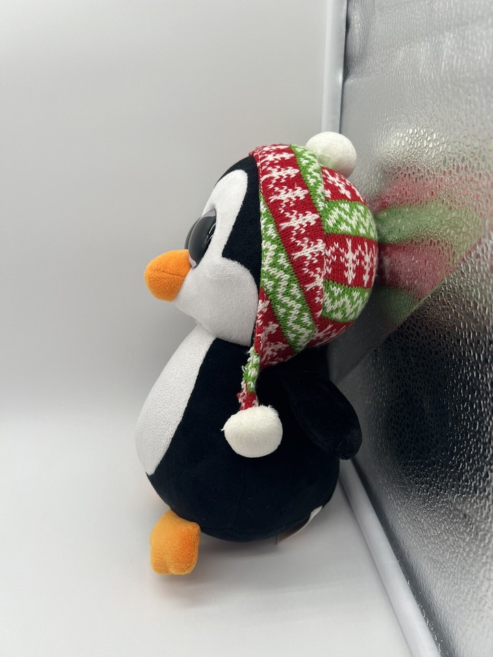 TY Beanie Boo Plush Penguin Penelope Christmas Hat 2017 Blue Glitter ...