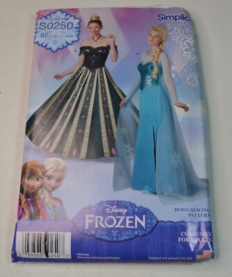 Simplicity S0250 Sewing Pattern Frozen Adult Costume Elsa Anna Sz 14-22 ...
