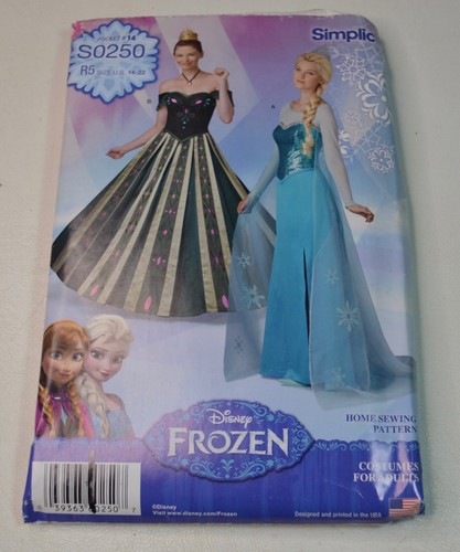 Simplicity S0250 Sewing Pattern Frozen Adult Costume Elsa Anna Sz 14-22 ...