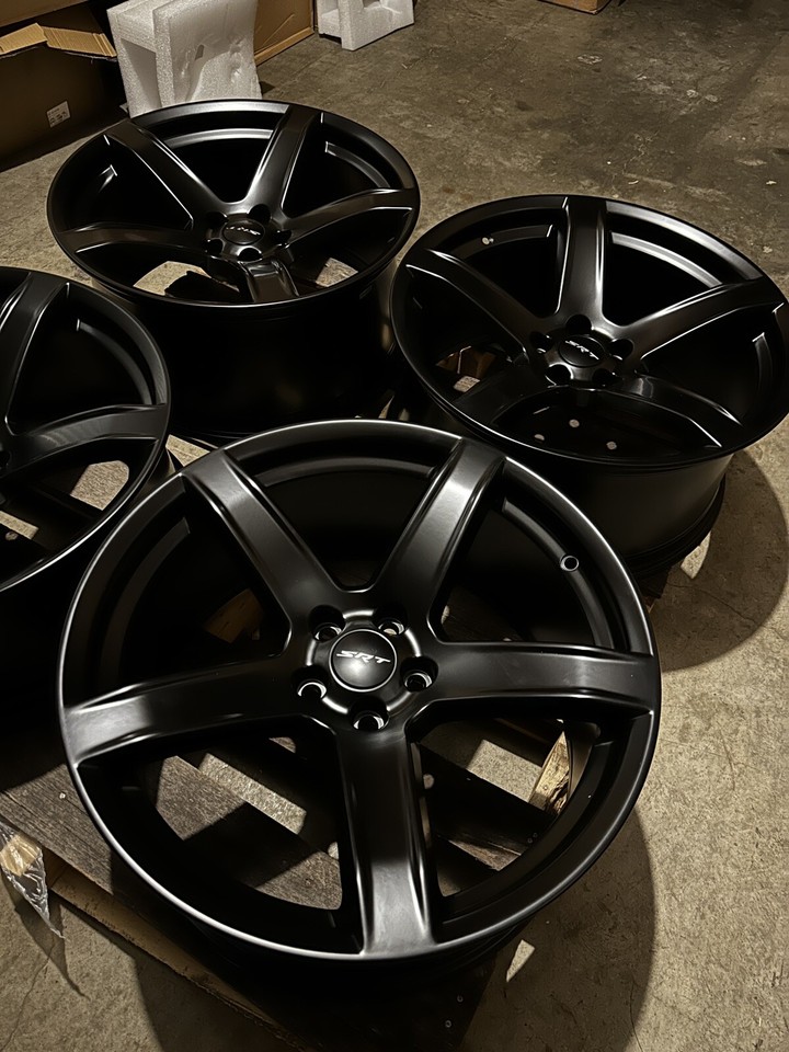 20" 5 Spoke Matte Black Wheels Fit SRT Dodge Challenger Charger 300 ...