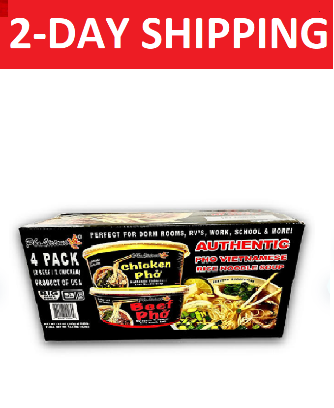 Pholicious Authentic Pho Vietnamese Rice Noodle Soup, Variety Pack (4 ...