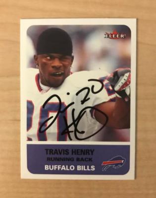 TRAVIS HENRY BUFFALO BILLS SIGNED AUTOGRAPHED 2002 FLEER CARD #128 W ...