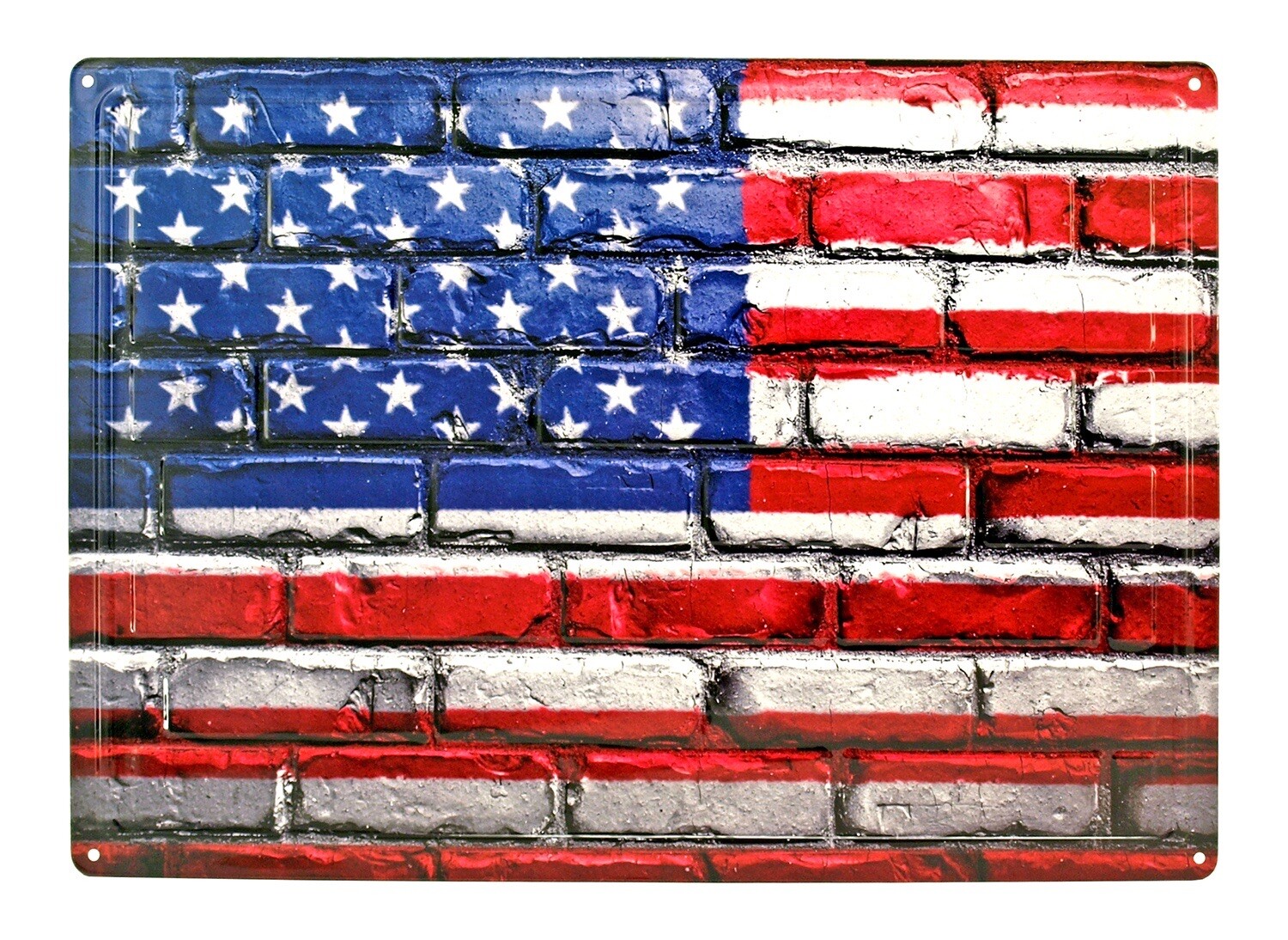 American Flag Brick Wall Metal Sign 17" x 12" NEW USA | eBay