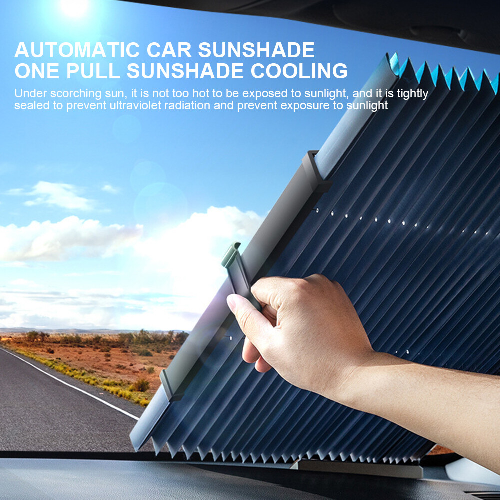 Folding Sun Shade Block Film Car Front Window Curtain Windshield ...