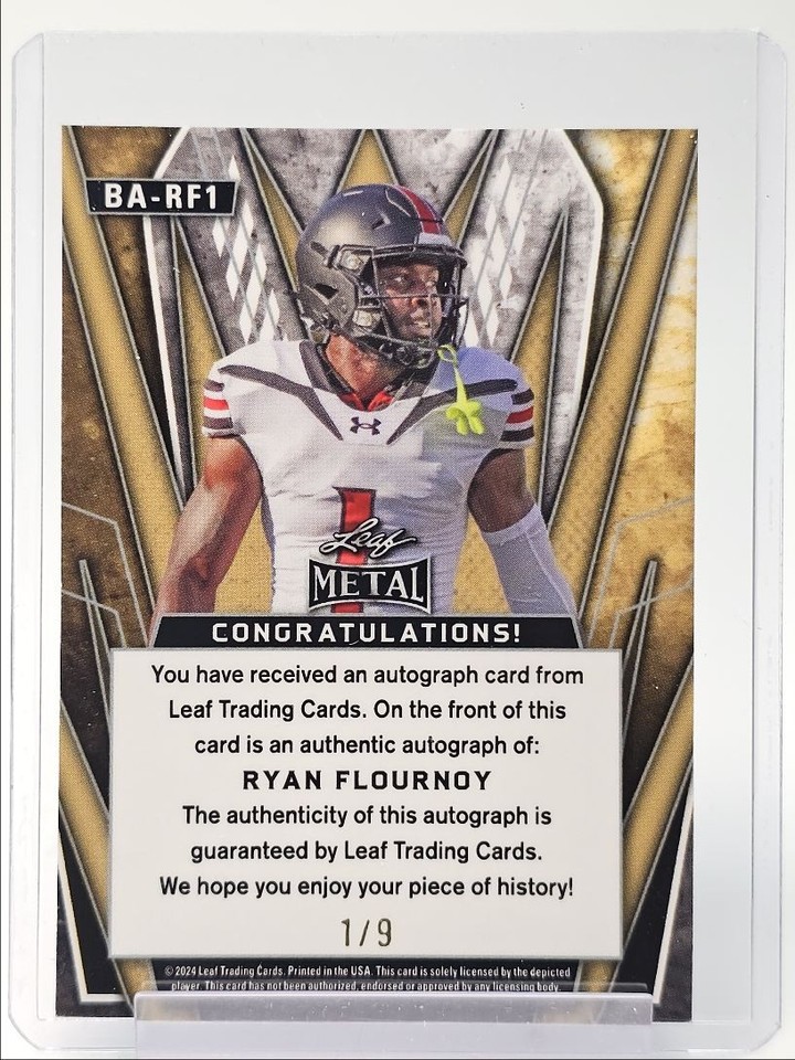 RYAN FLOURNOY 2024 LEAF METAL AUTOGRAPH SILVER MOJO #BA-RF1 AUTO 1/9 ...