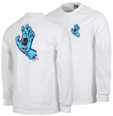 SANTA CRUZ Screaming Hand Long Sleeve Tee Shirt. Large. White Surf ...