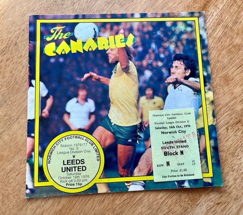 Norwich City v Leeds United Football Programme And Ticket 1976 | eBay UK