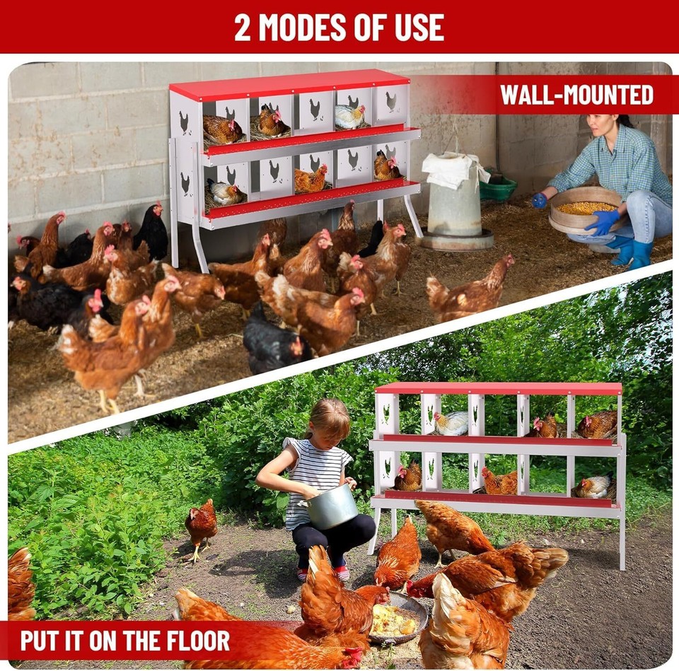 6/8/10 Holes Chicken Nesting Box, Metal Hen Nesting Box for Chicken ...