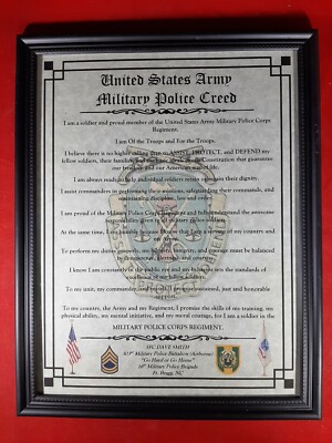 MC-NICE: ARMY Military Police MP Creed ALL UNITS Framed PERSONALIZED | eBay