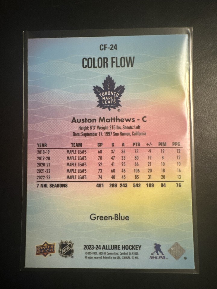 2023-24 Upper Deck Allure Colour Flow Grenn - Blue #CF-24 Auston ...