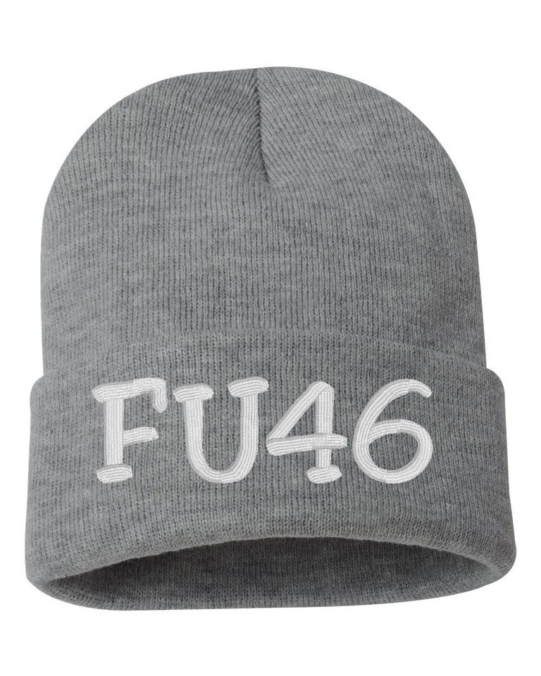 FU46 Embroidered Cuffed Beanie Hat, Embroidered Gift, Winter Hat | eBay