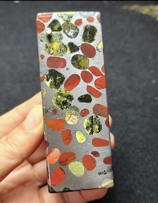 FAKE CHINA METEORITE slices natural precious metal space rock Pallasite ...